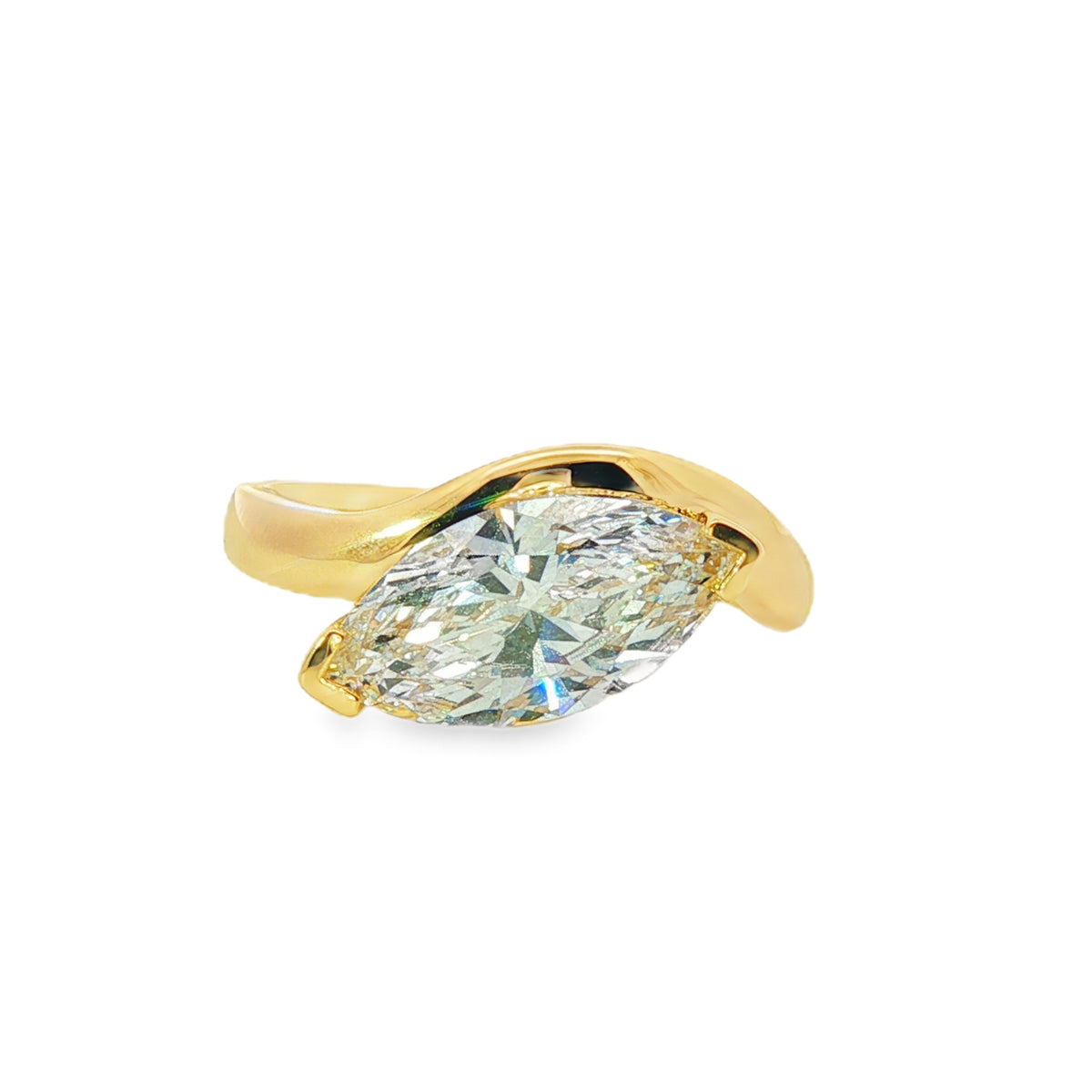 18ct Yellow Gold Marquise Lab Grown Diamond Curved Ring – TDW 2.02ct ...