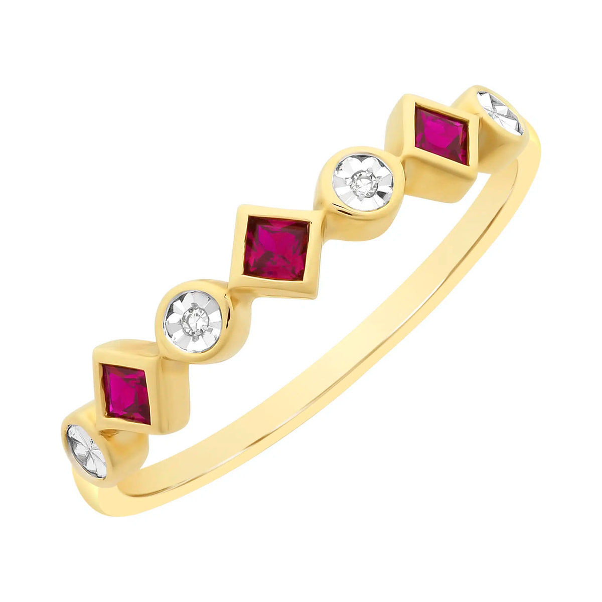9ct Gold Created Ruby & Diamond Ring – Mystique Jewellers