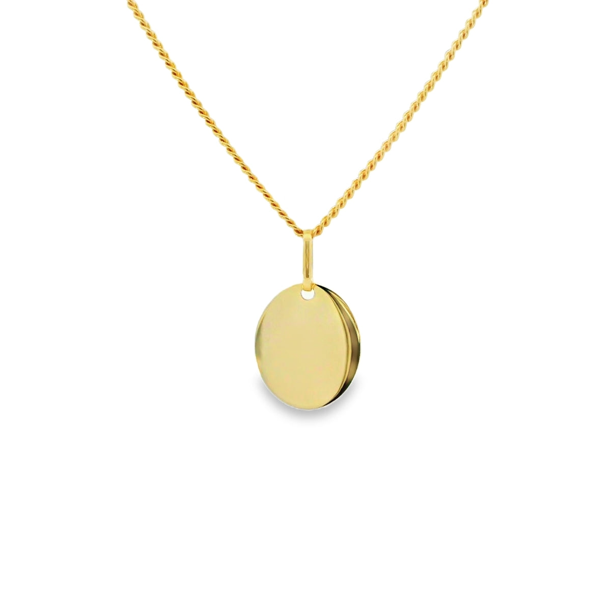 9ct Yellow Gold Oval Engravable Disc Pendant GPEN024 – Mystique Jewellers